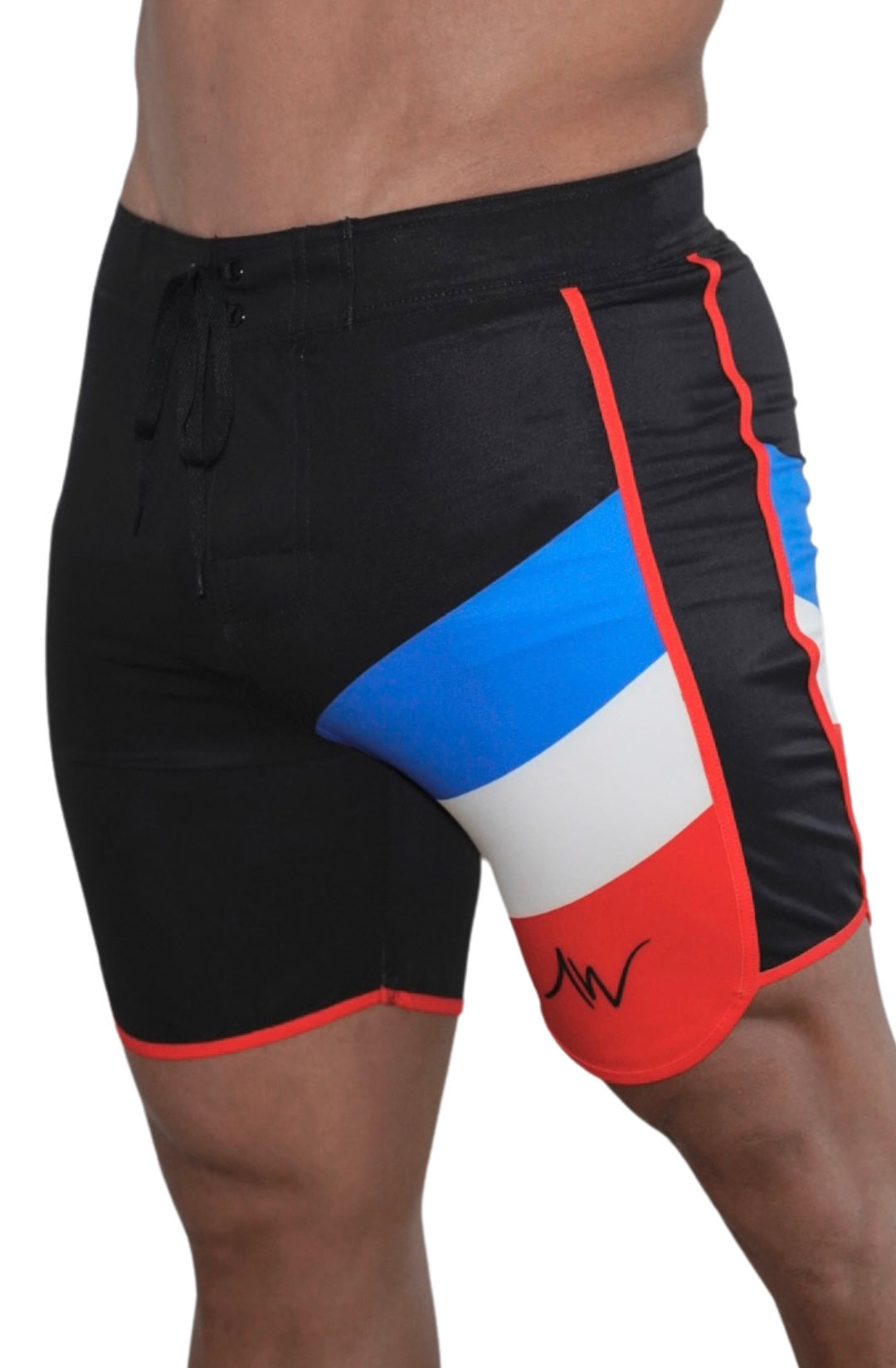 Black, Blue, White & Red Bodybuilding Board Shorts for Mens Physique ...