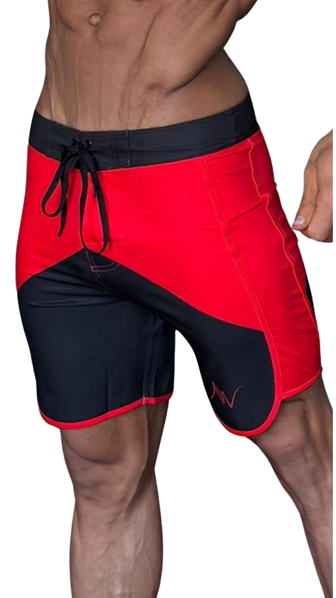 Alitewear Iconic Red Board Shorts for Men's Physique in Red & Black ...
